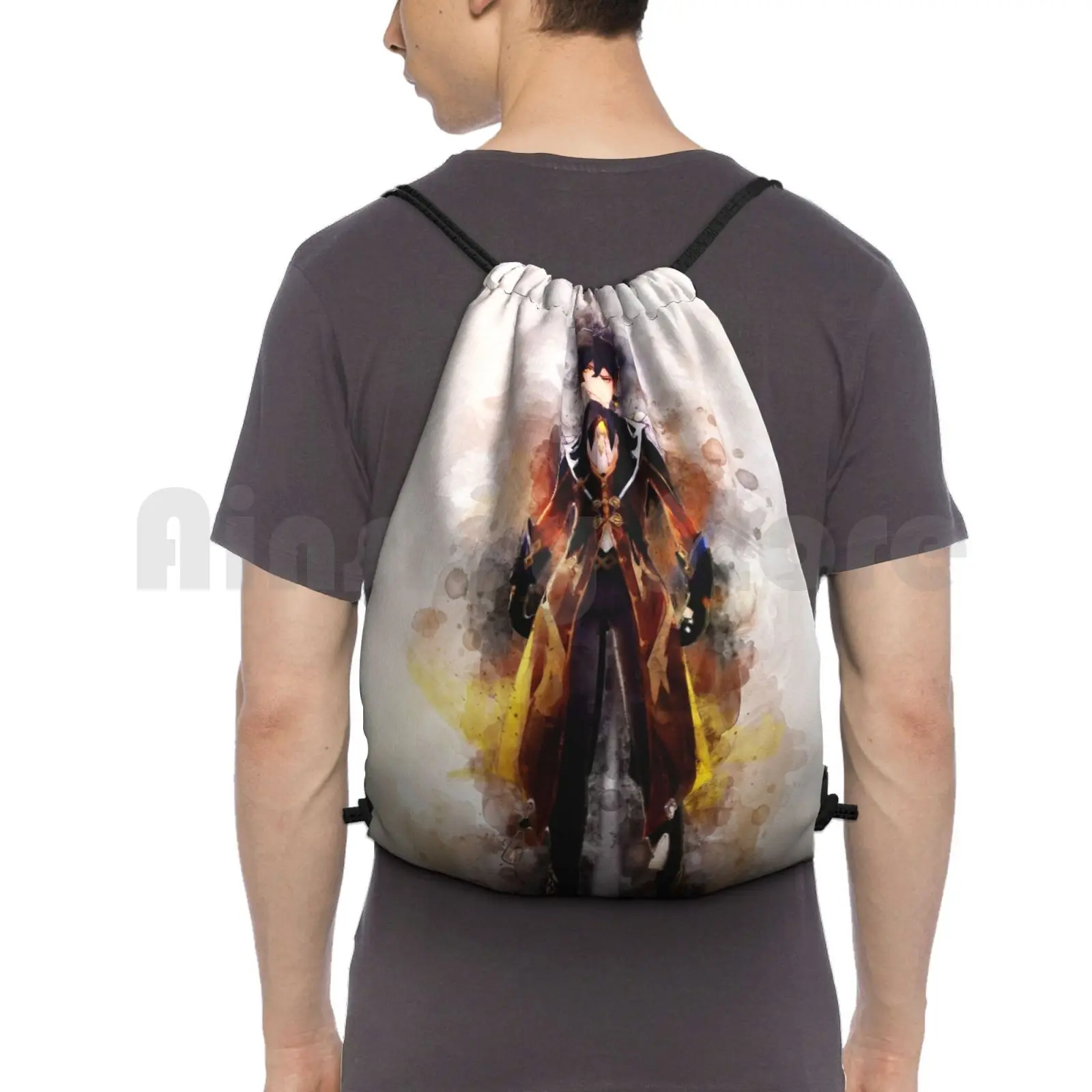 Genshin Impact Zhongli Backpack Drawstring Bag Riding Climbing Gym Bag ...