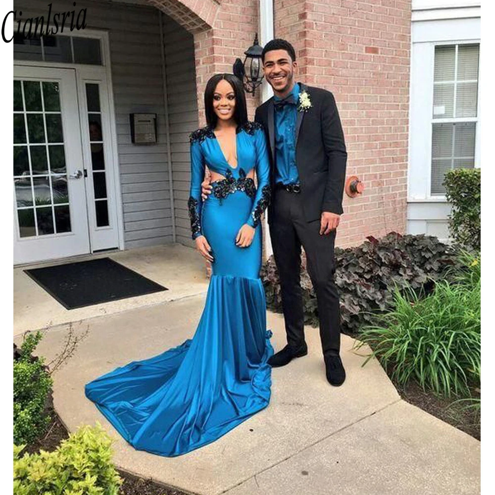 Black And Blue Prom Dress