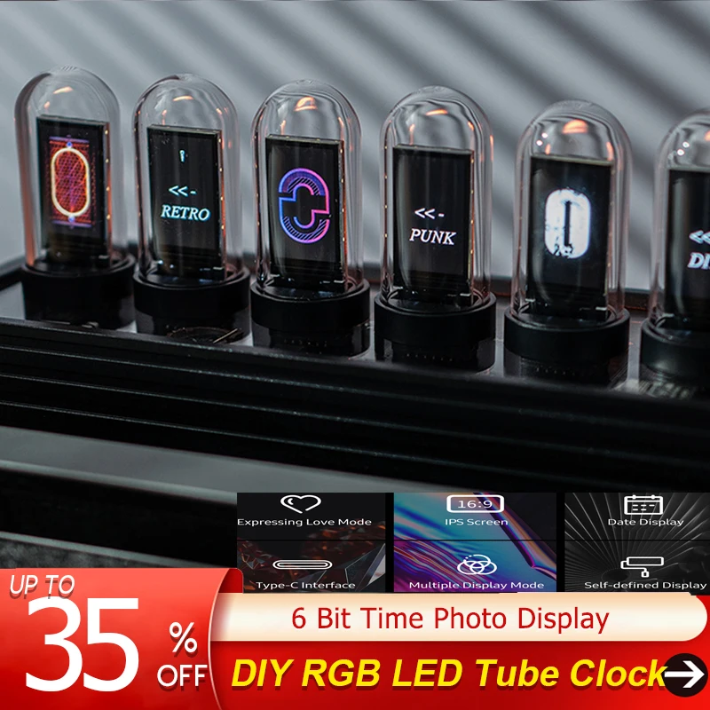 RGB-LED-Tube-Clock-Vintage-Digital-Nixie-Clock-6-Bit-Time-Photo-Display ...