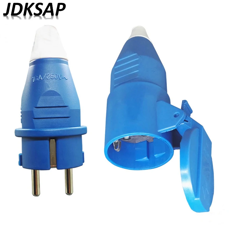 5pcs Eu Waterproof Female Socket 16a Electrical Male Schuko Plug 250v ...