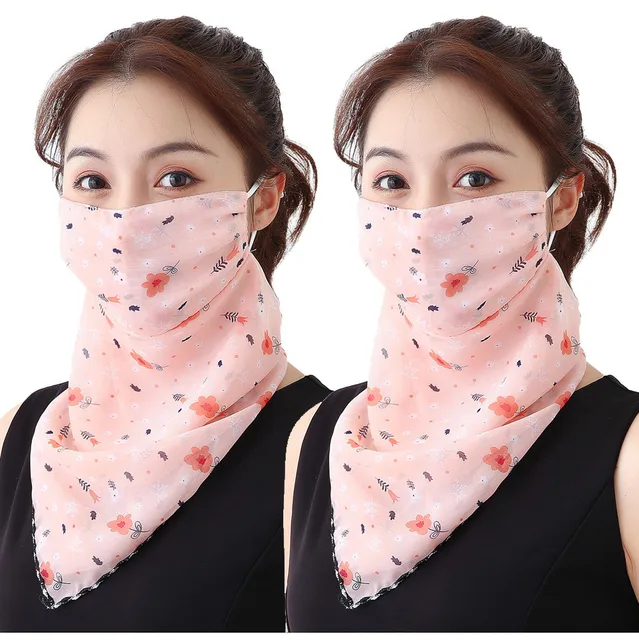 Sun Protection Mask Scarf Silk Neck Scarf （2Pcs） - Worth Buy Store