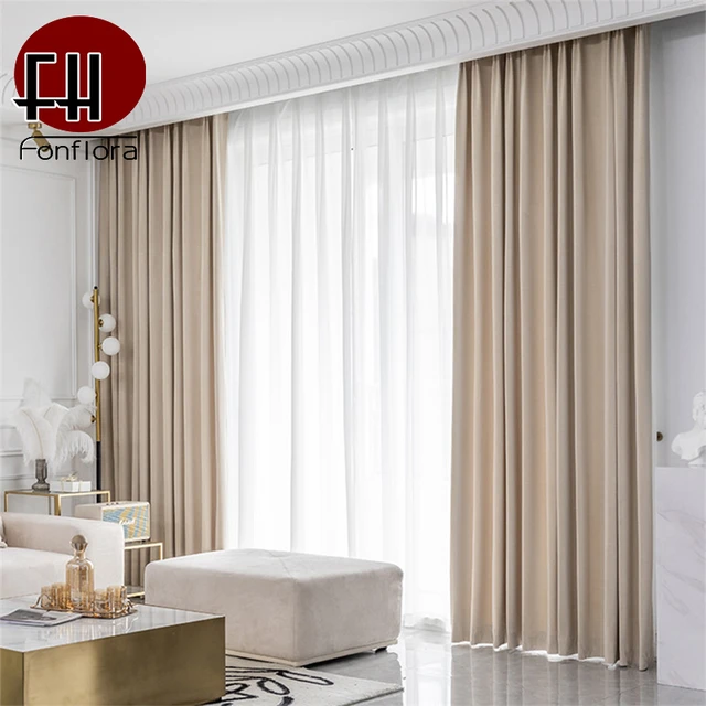 Smooth Window Drapery Ideas With Beige Curtains