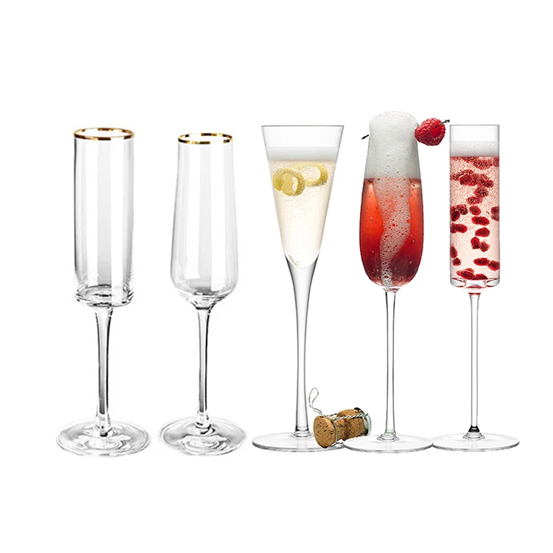 1PCS Gold Trim Champagne Flute Glasses Cocktail Glasses Elegant ...