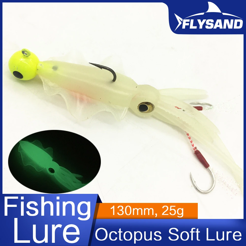 Flysand Luminous Octopus Squid Skirt Sea Fishing Wobbler Bait Squid Jig ...