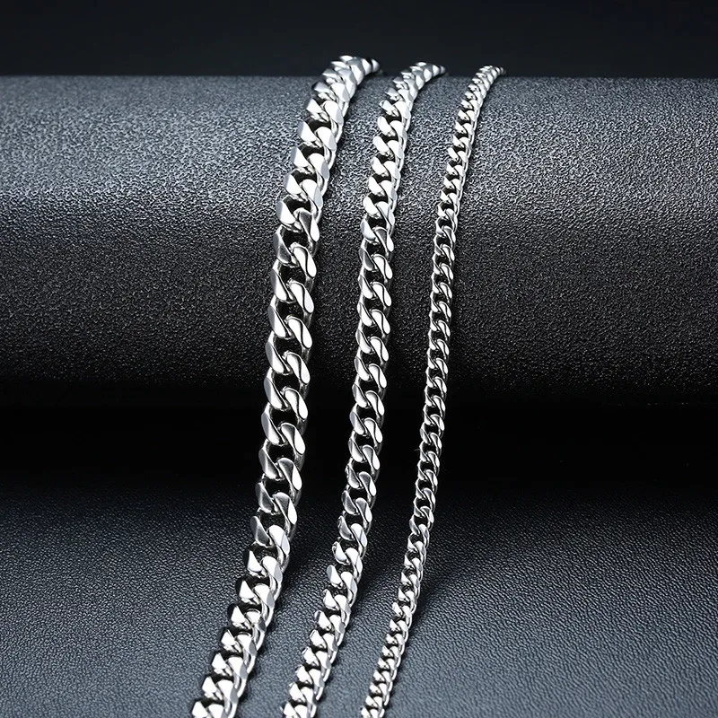 Modyle Men Simple Stainless Steel Cuban Link Chain Necklaces for Male ...