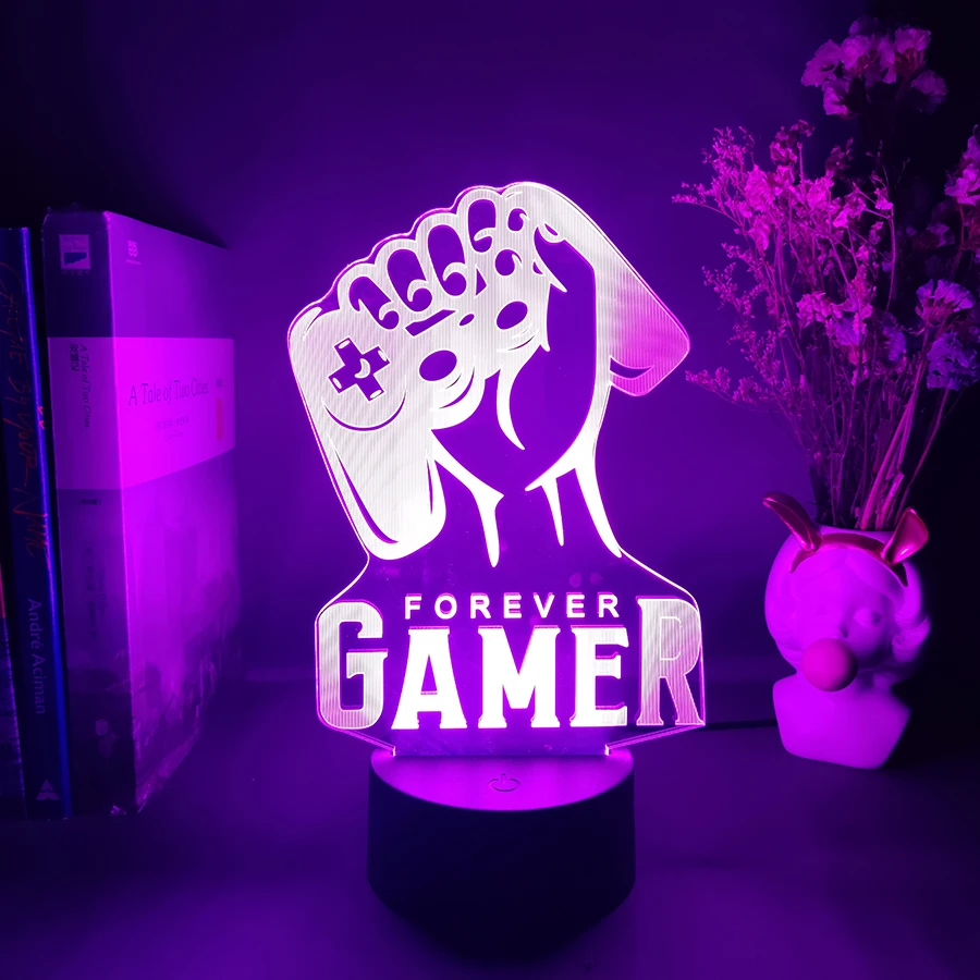 Video Games Modern Design 3D Night Lights for Kids Forever Gamer Gift ...