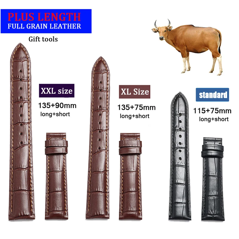 Plus-Length-Full-Grain-Leather-Watch-Band-Extended-Strap-for-Thick ...