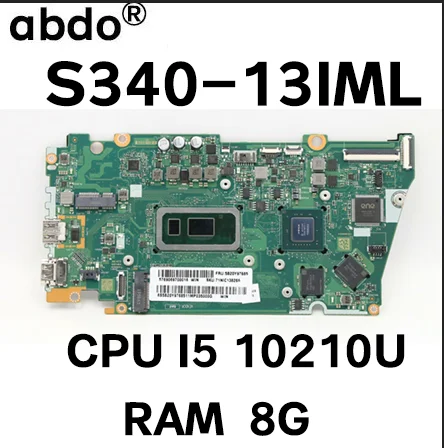 Carte mère pour ordinateur Lenovo ideapad S340 13IML, FRU avec CPU I5 10210U, 8 go de RAM, GPU ...