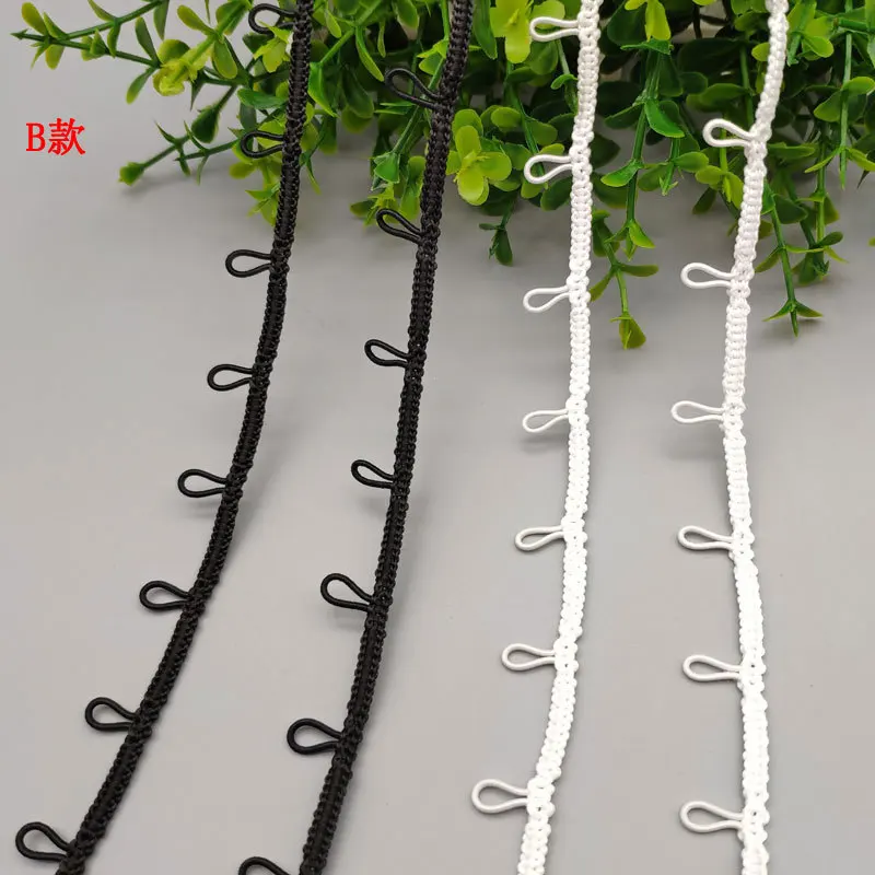 5yards-Black-White-Elastic-Button-Loops-Lace-Polyester-Ribbon-DIY ...