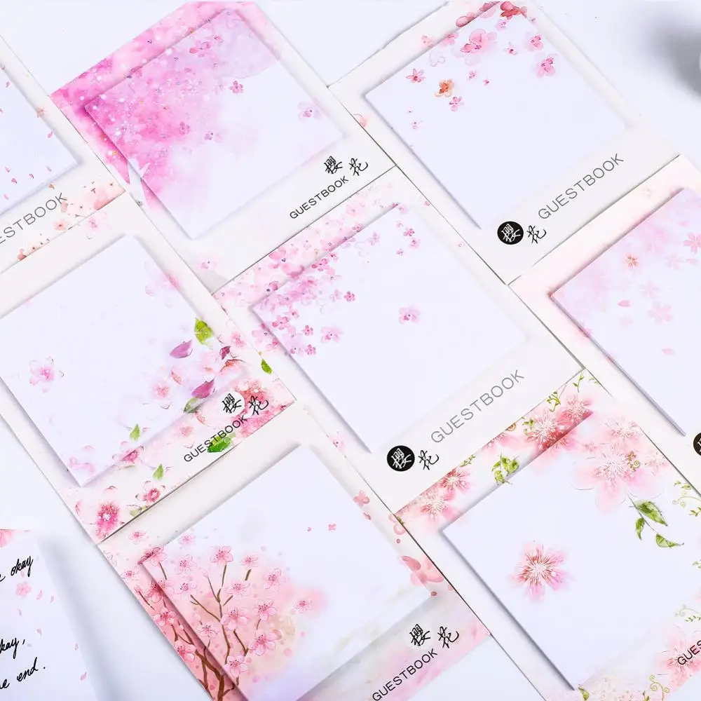 Pretty Pink Japanese Floral Cherry Blossom Sakura Sticky Notes Note ...