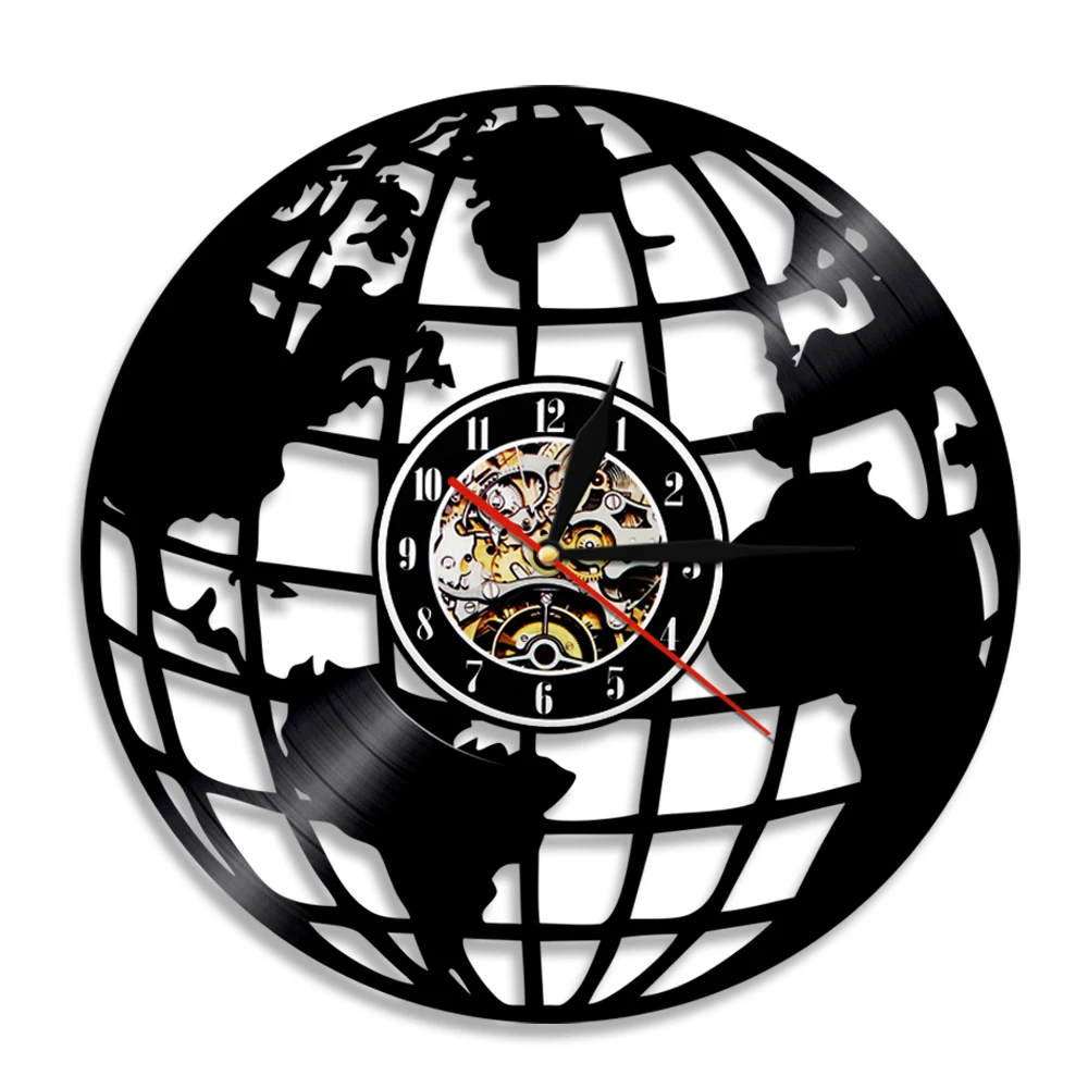 Reloj-de-pared-con-mapa-del-mundo-y-disco-de-vinilo-reloj-de-pared-con ...