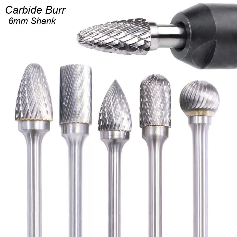 Tungsten-Carbide-Burrs-Set-1-4inch-6mm-Shank-Carving-Bit-Double-Cutter ...