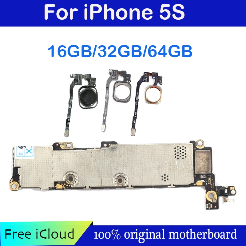 100% Original unlocked for iphone 5S Motherboard Without Touch ID/With ...