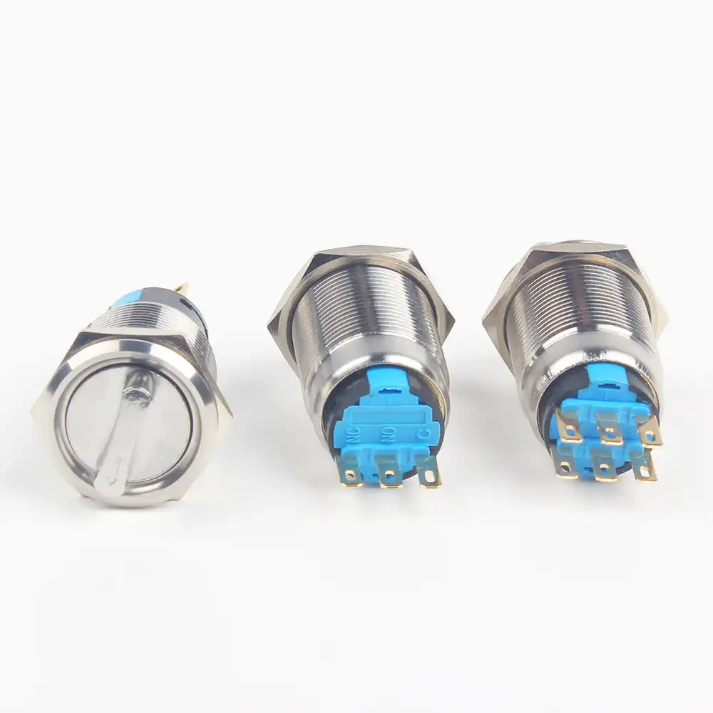 Color: 2 positions-3 pins, Voltage: self-lock, Size: 1NO1NC 19mm metal ...