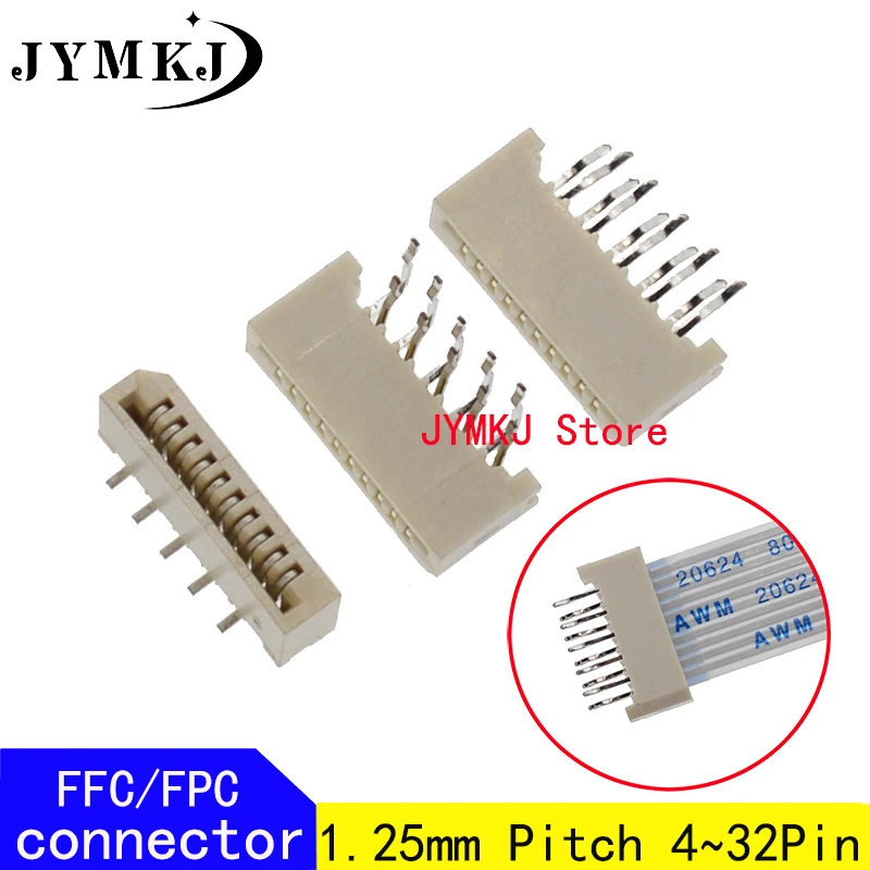 10pcs 1.25mm Fpc/ffc Connector Lcd Flexible Flat Cable Socket Double Row 4 5 6 7 8 9 10 11 12 14 ...