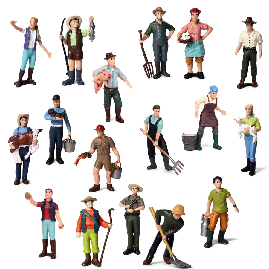 Simulation Farmer People Model Figurines Farm Theme Action Figures ...