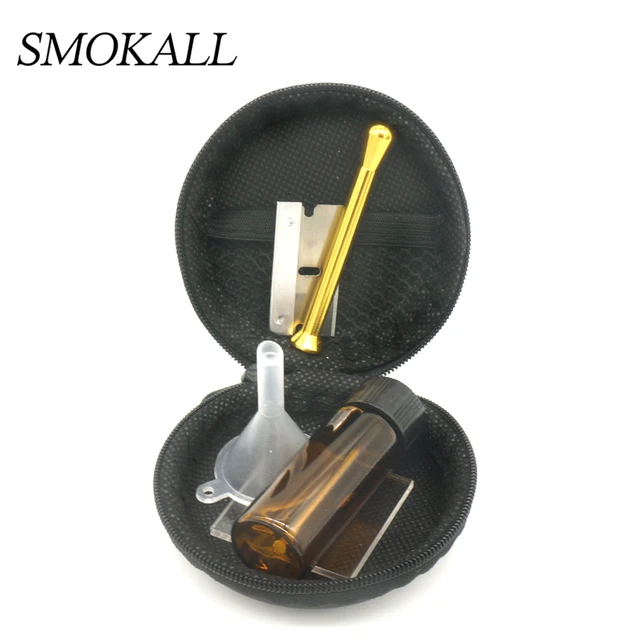 1Pcs Smoke Snuff Set With Metal Snuff Tube Sniffer Glass Pill Bottle ...