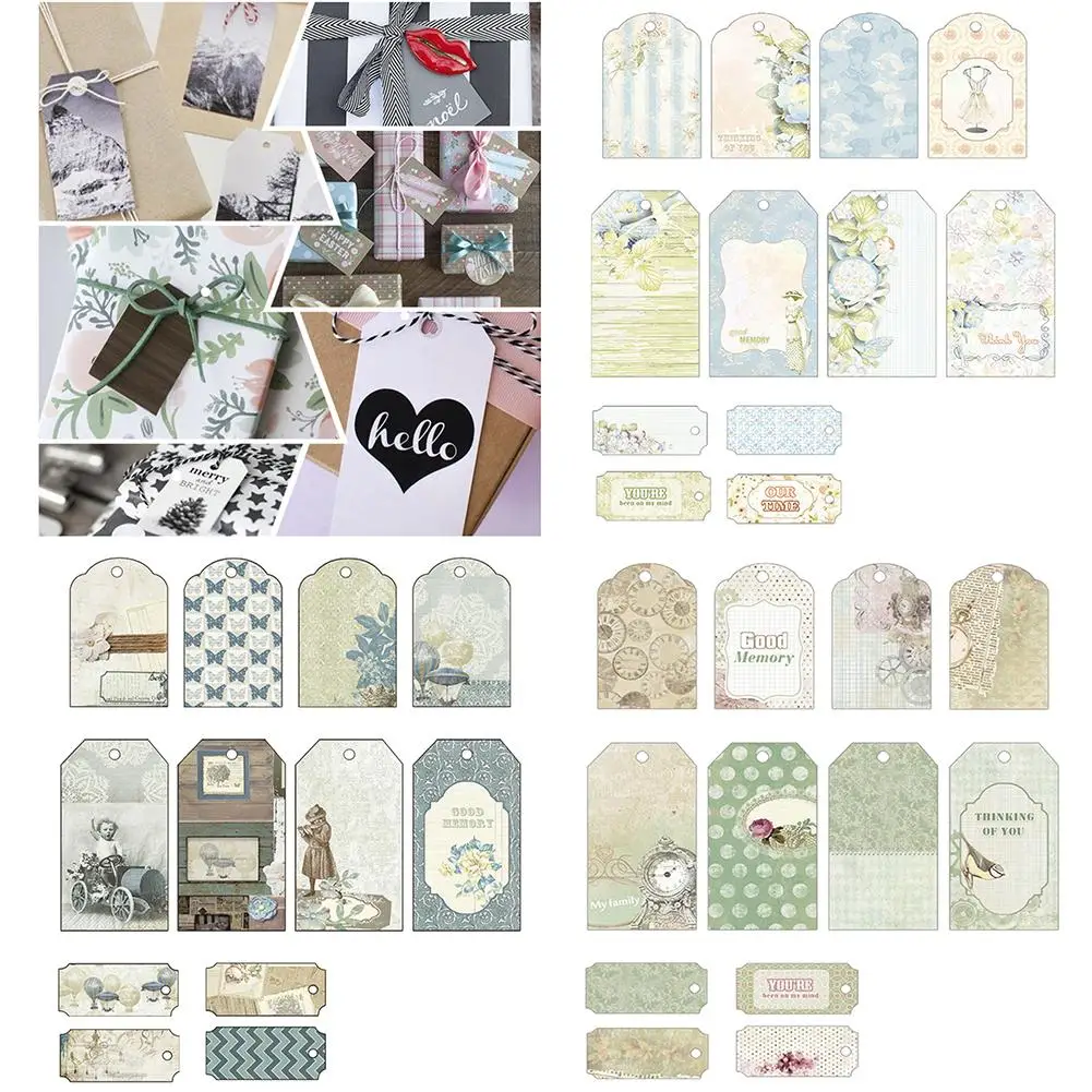12PCS Craft Scrapbook Paper Craft Paper Label Bookmark Message Card ...