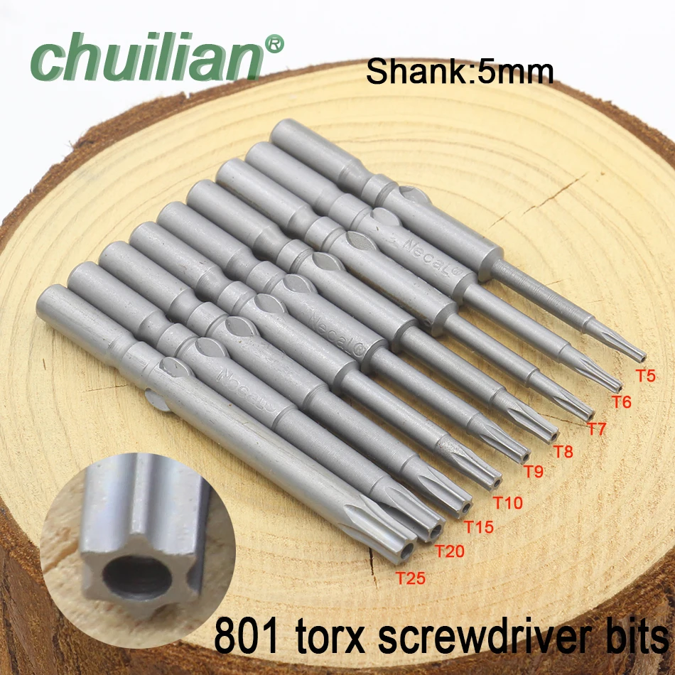 1Pc 801 T7 T25 60MM Torx Screwdriver Bit Set 5mm Round Shank Electric ...