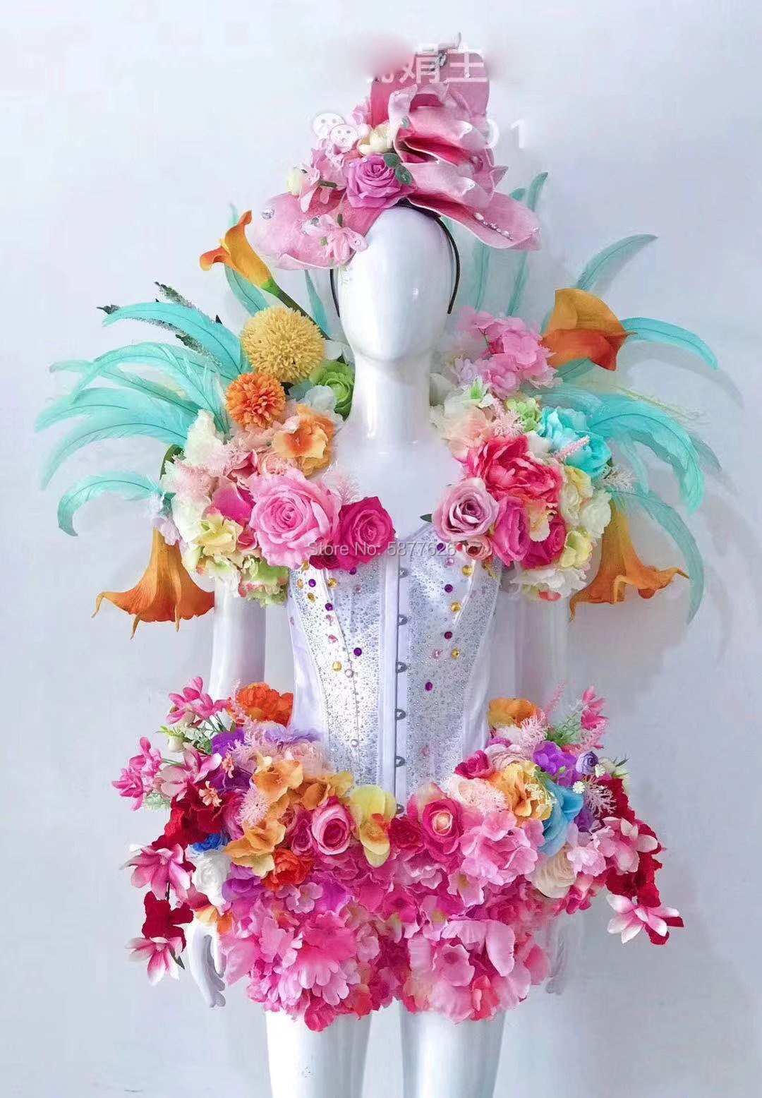 Flower Fairy Bodysuit Lovely Flowers Feather Cosplay Costume Women ...
