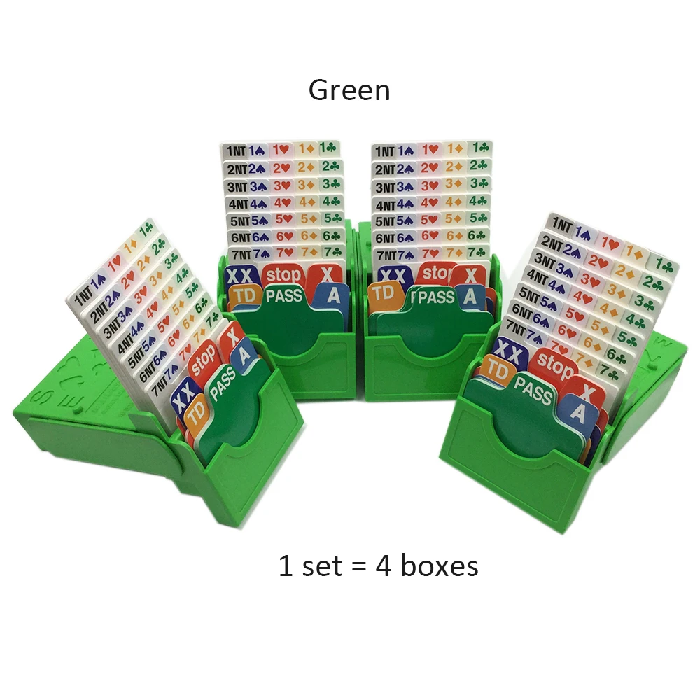 (Set of 4) Green Bridge Partner Bidding Device Bridge Bidding Box with ...