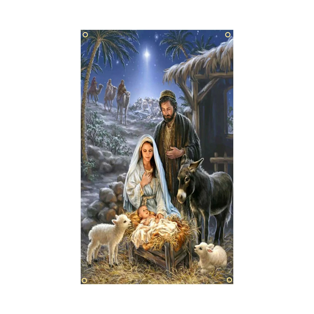 90X150cm 3x5ft Nativity Birth of Jesus Christ Flag|Flags, Banners ...