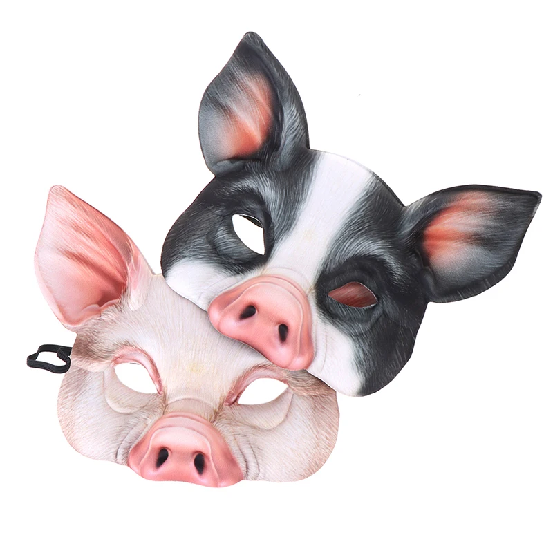 Pig Head Masks Animales Halloween Mask Realistic Eye Mask Prop Party ...