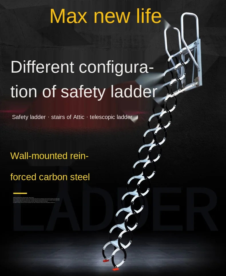 Loft Fire Ladder Family Hidden Telescopic Stairs Folding Ladder High ...