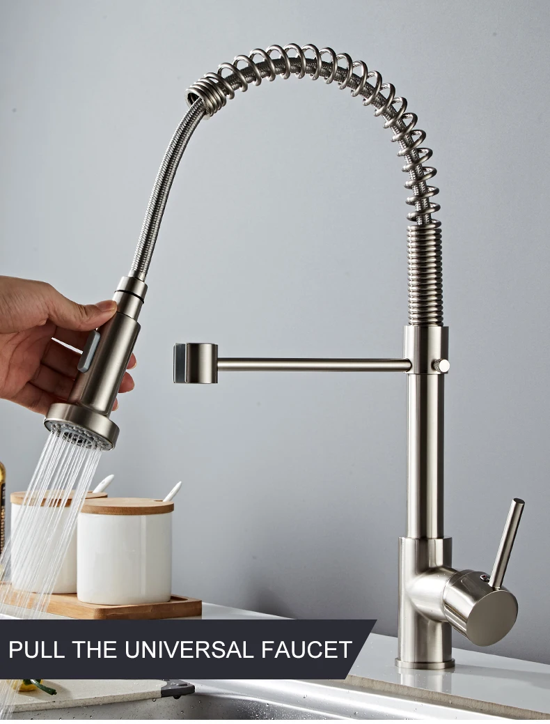 Single-Handle Pre-Rinse Spring Pulldown Sprayer Kitchen Faucet