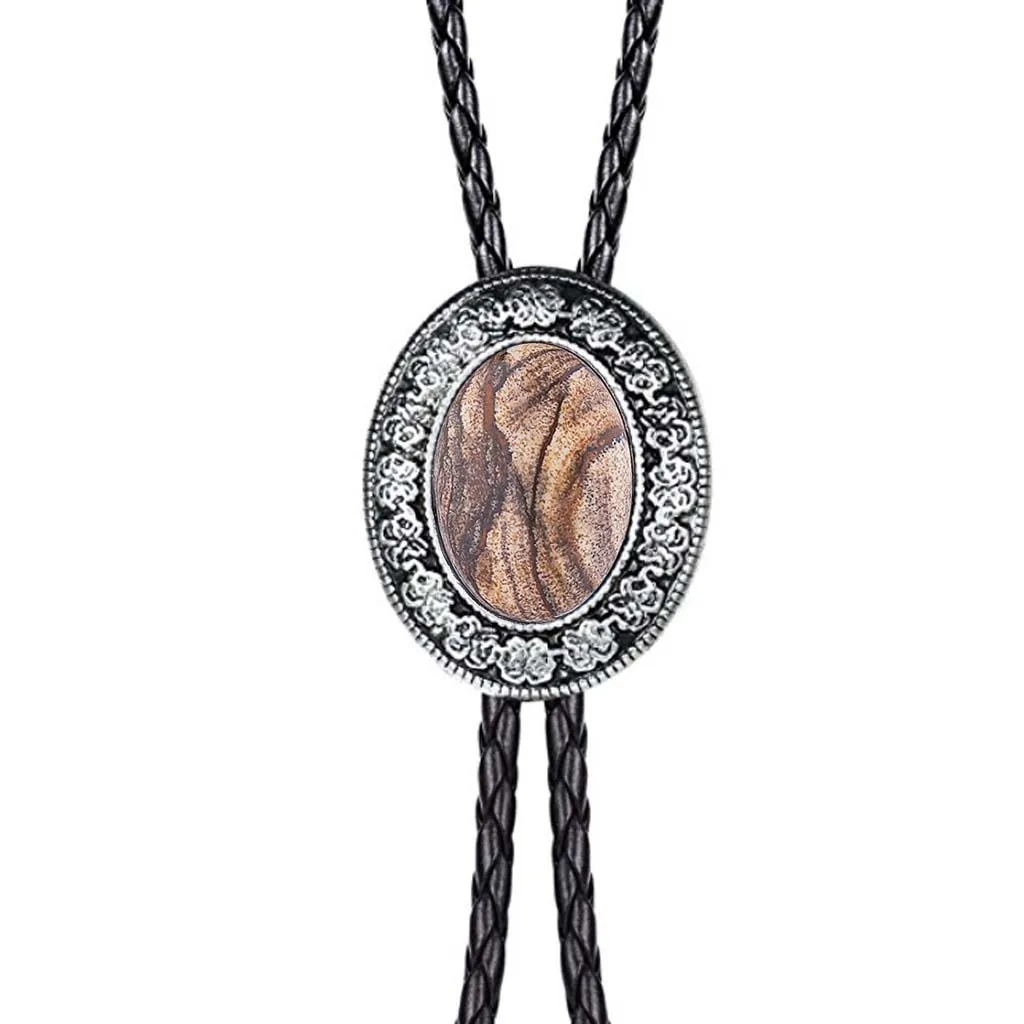 Cravate,14--Cravate bolo en pierre'agate pour homme, décoration de col ...