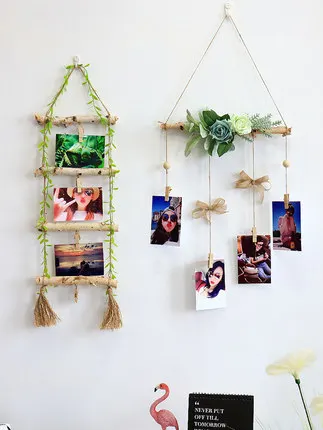 Wooden-Stick-Wall-Hanging-Photo-Display-Photos-Frame-Pictures-Organizer ...