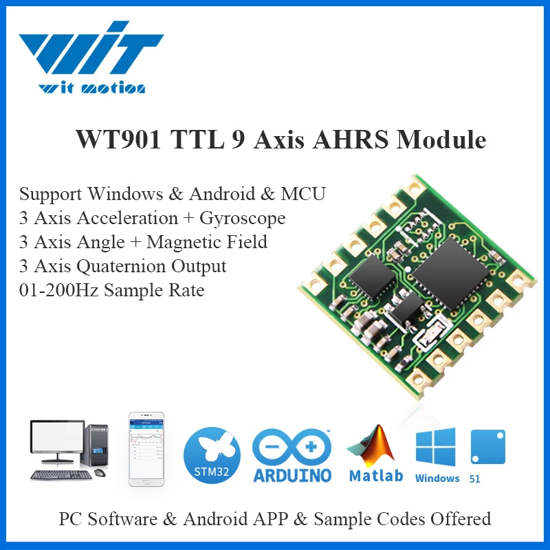 Witmotion コンピューター/android/mcu,wt901 ttl & i2c出力,9軸ahrsセンサー,加速度計 ...