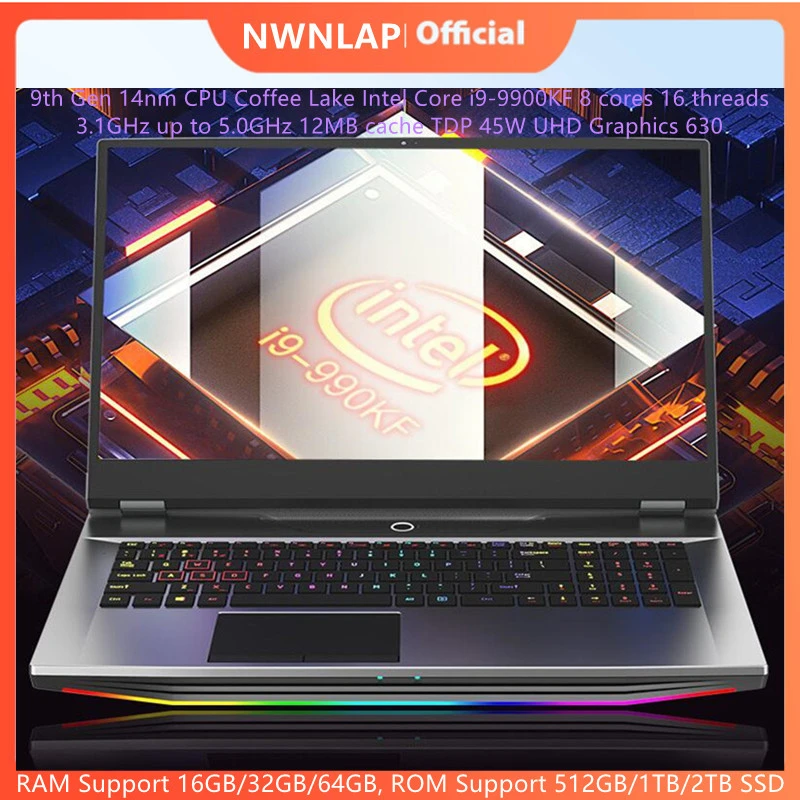 Gaming laptop pc 17.3 inch Core i9 notebook 64G RAM HDD 2TB SSD ...