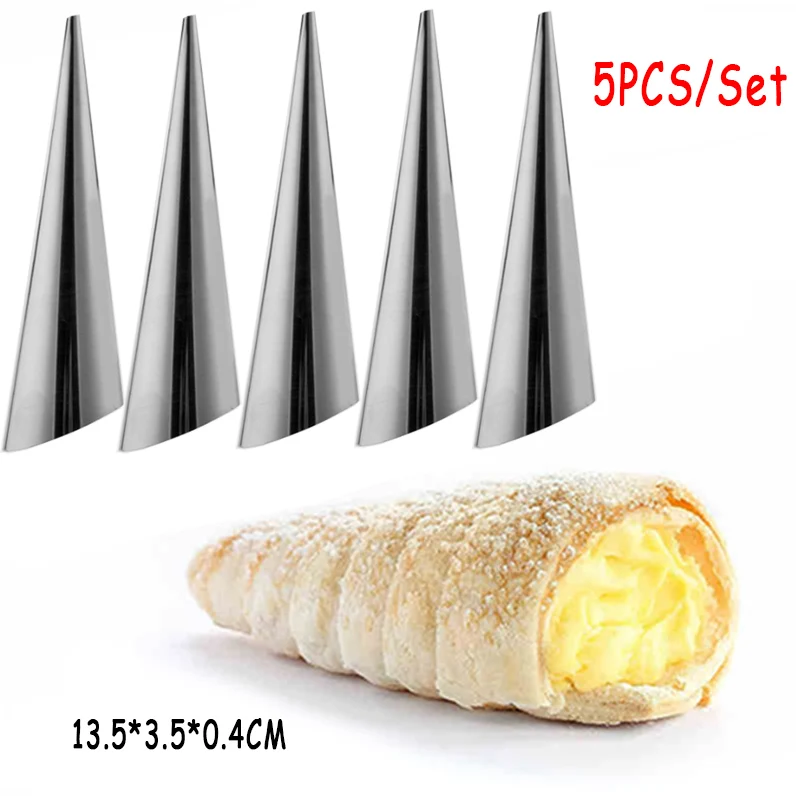5pcs/lot Diy Baking Cones Horn Pastry Roll Cake Mold Spiral Baked ...