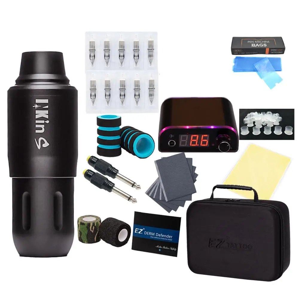 EZ Complete Beginner Tattoo Kit Motor Pen Machine with Power Supply ...