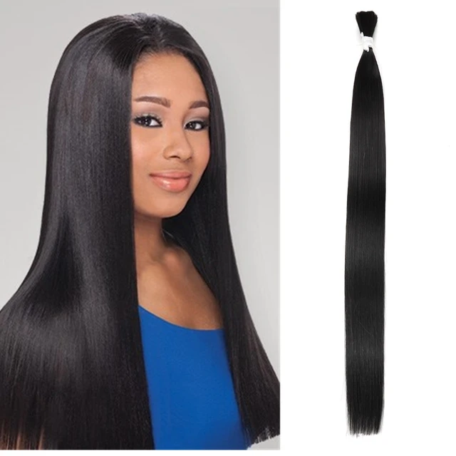 Long Straight Synthetic Bulk Hair Extensions 70cm Ice Organic Protein ...