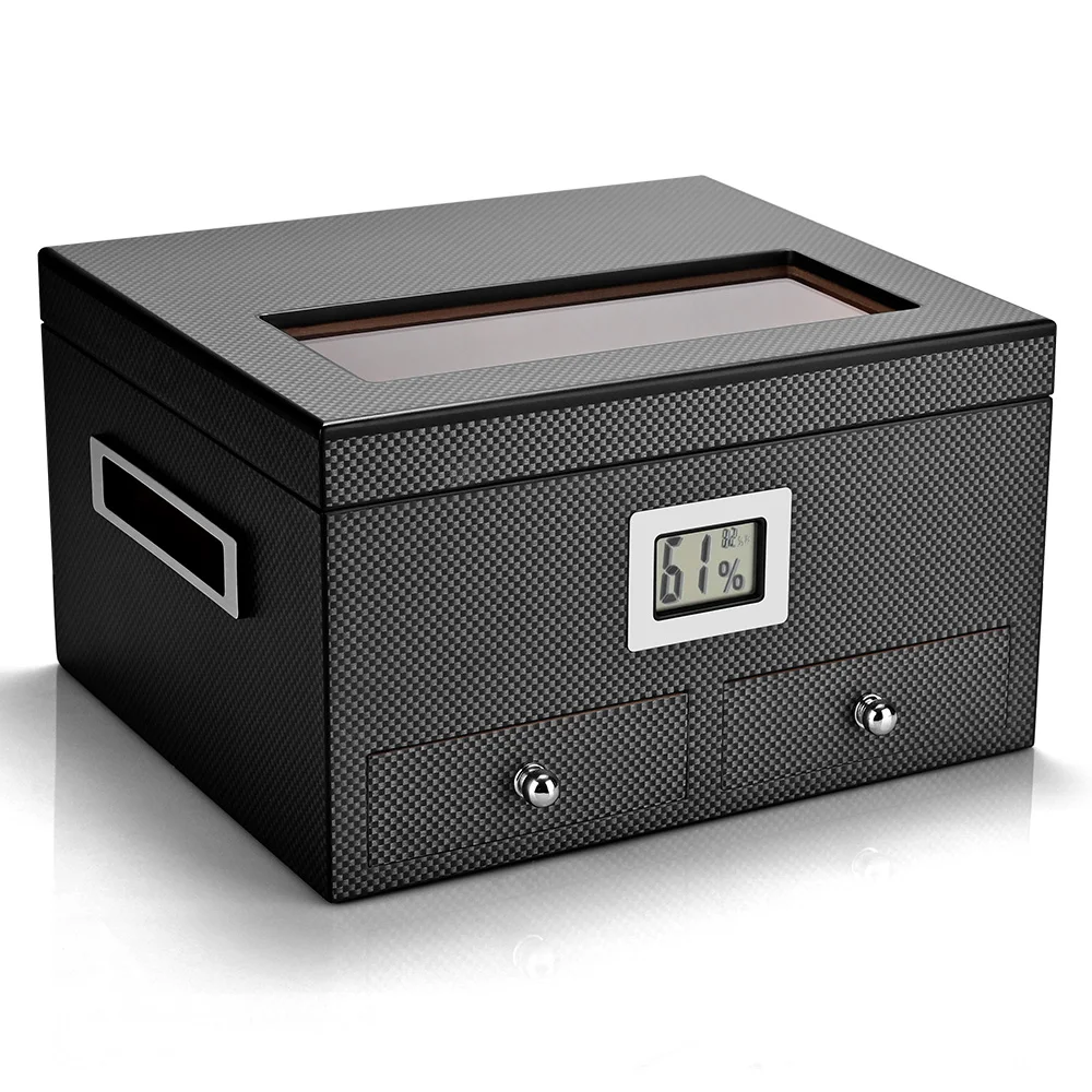 Luxury Cigar Humidor Windproof Cedar Wood Cigar Humidor Box With ...