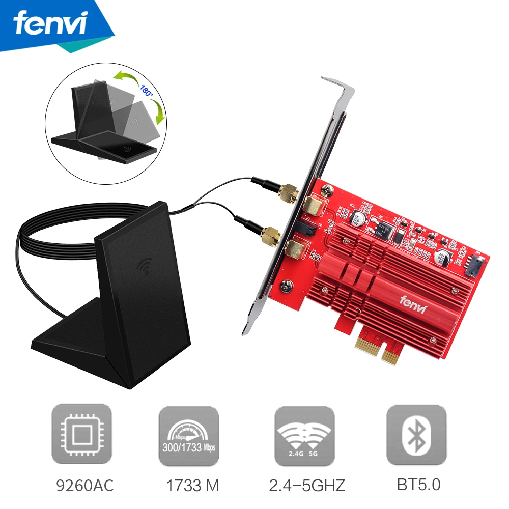 Fenvi Dual band PCIE Wireless WiFi Adapter Bluetooth 5.0 Wireless ac 2030Mbps Wlan 9260AC WiFi ...