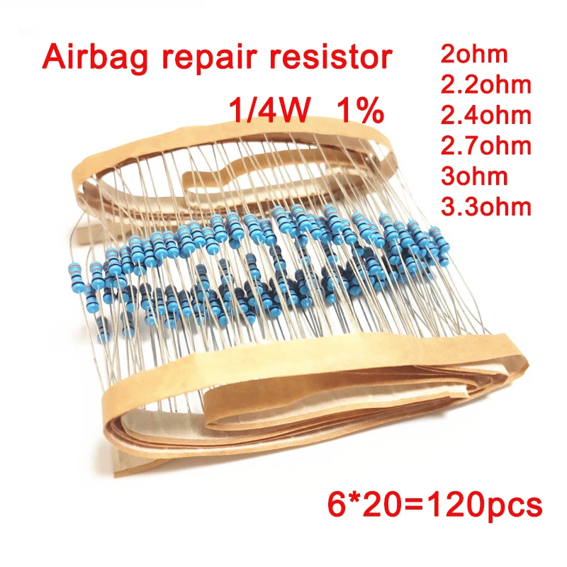 1/4w 1% Metal Film Resistance Car Airbag Repair Resistor 2ohm 2.2ohm 2 ...