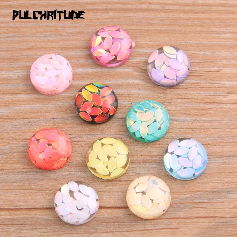 20pcs 12mm 10 Colors 2020 New Natural Ore Style Flat Back Resin Round ...