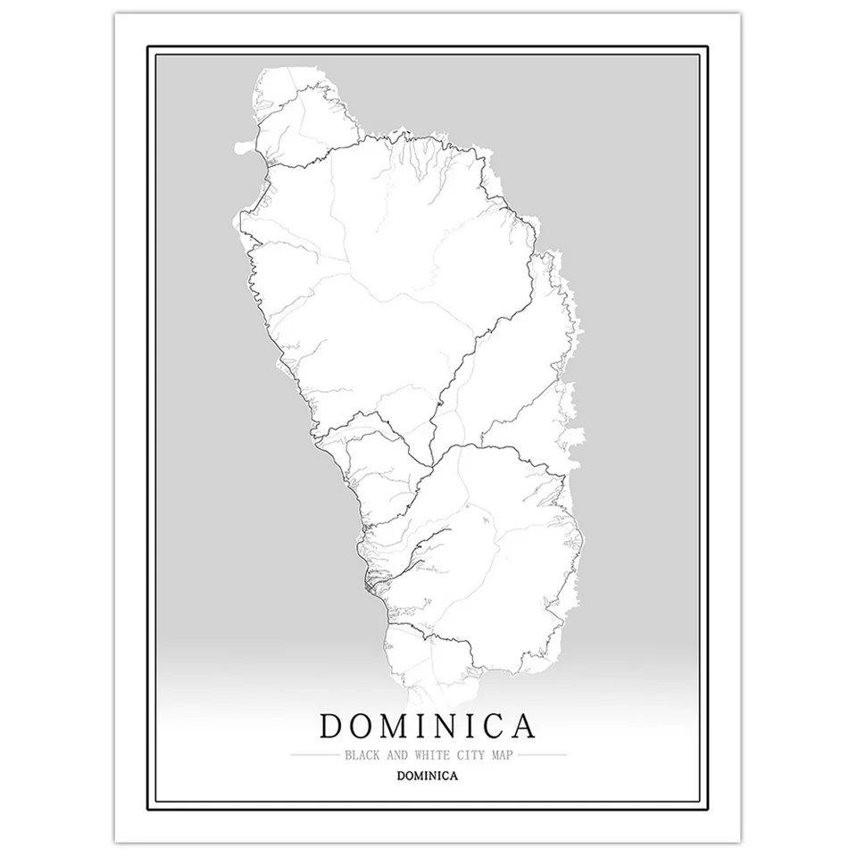 Dominica-Creative-city-map-Abstract-Canvas-Painting-Black-and-white ...