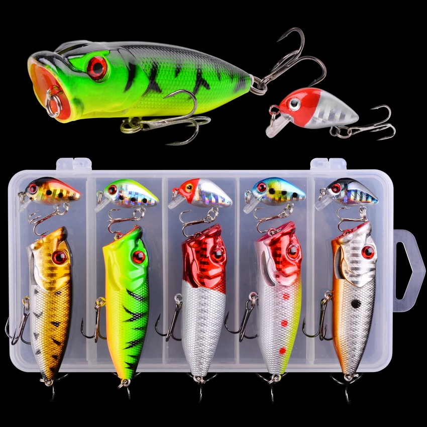 5/10 pçs popper wobbler iscas de pesca topwater crankbait artificial ...
