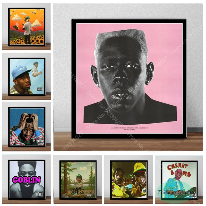 Tz39 타일러 크리에이터 이고용 울프 힙합 랩 음악 앨범 캔버스 포스터 프린트 페인팅 아트 벽 그림 홈 데코 거실그림 And 서예 Aliexpress