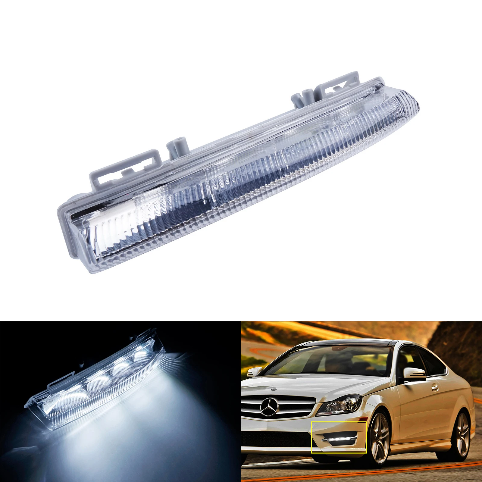 For-Mercedes-Benz-W204-W212-R172-C207-White-LED-DRL-Fog-Daytime-Running ...
