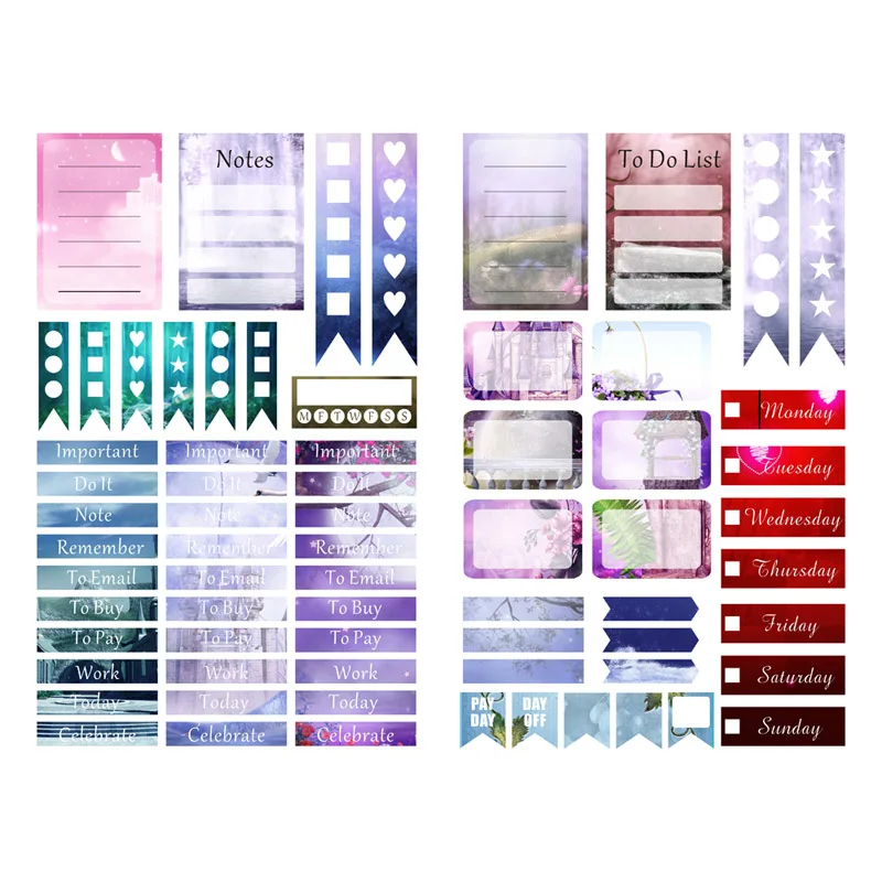Art & Collectibles Clip Art Cloud Bullet Journal Sky 45 Pcs Purple ...