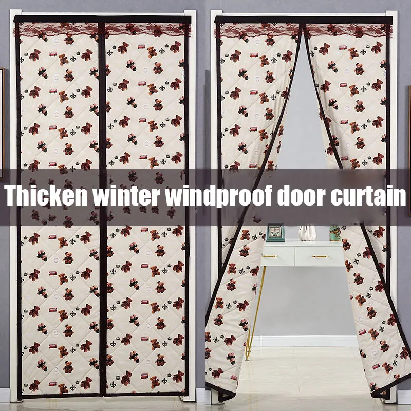 Thicken Winter Door Curtain Magnetic Closed Windproof Thermal ...
