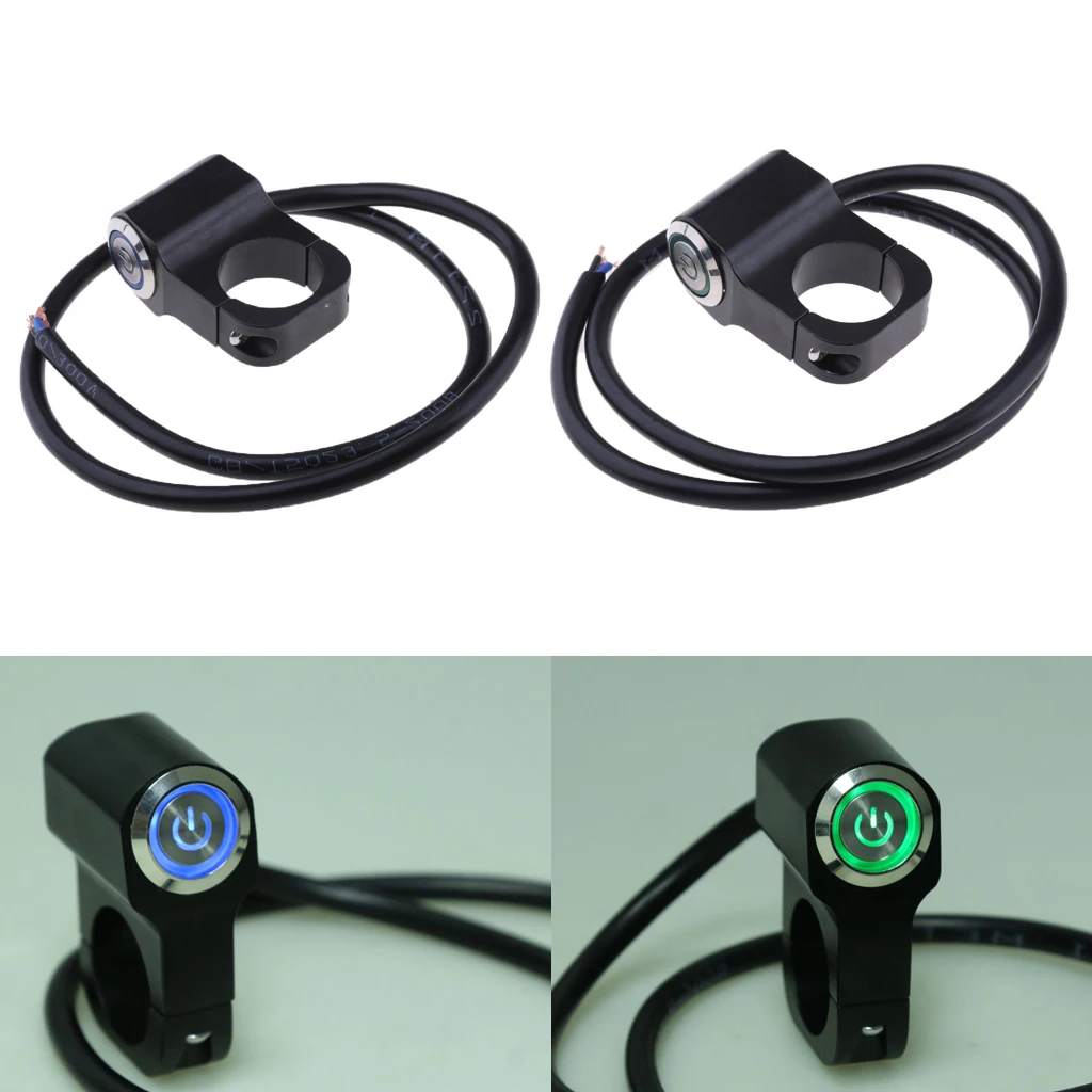 2x Motorcycle 25mm/1'' Handlebar Headlight Switch and Wires Waterproof ...