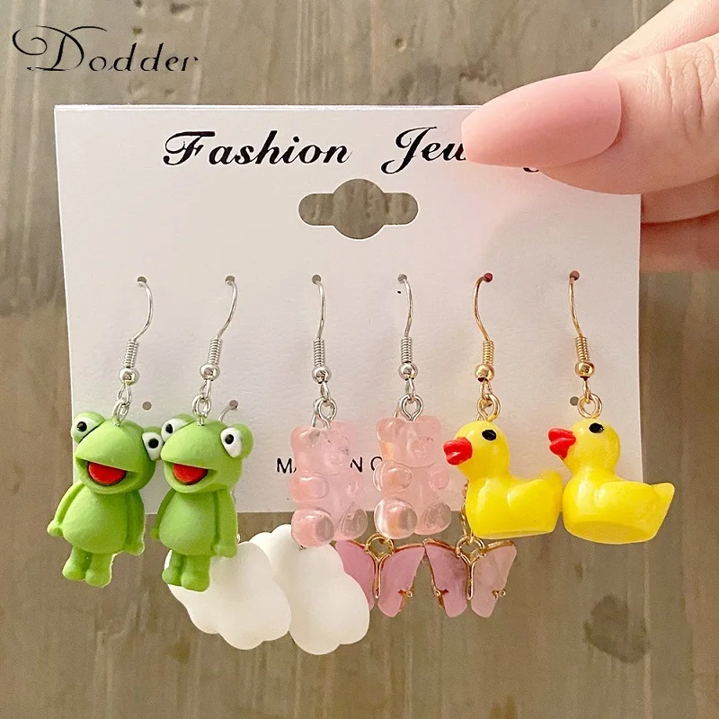Ensemble de boucles d'oreilles en forme d'animaux pour femmes, mignon ...