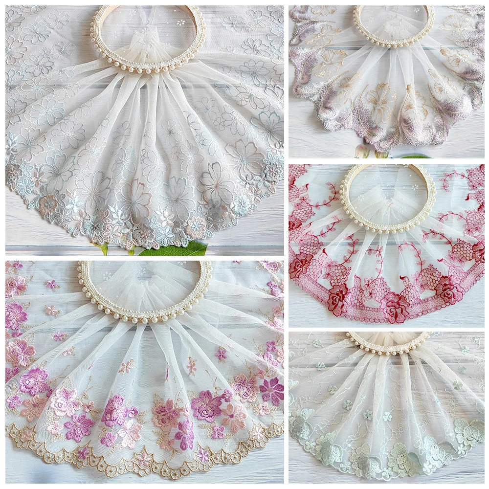 3 Yards 17 22cm New Mesh Embroidery Lace Fabric Doll Clothing ...