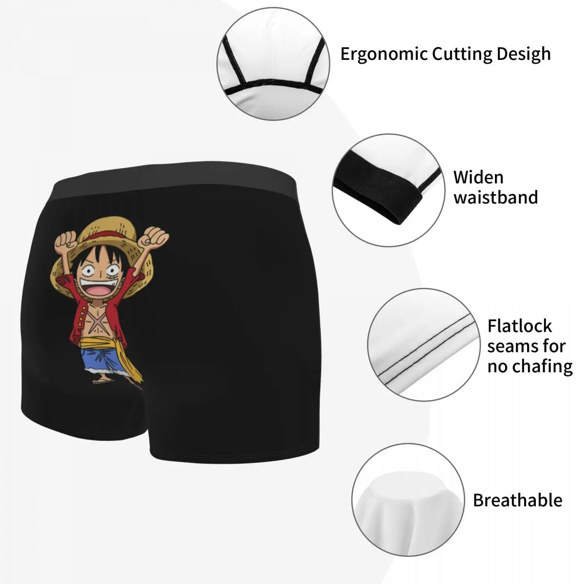 Men's Happy Luffy Boxer Underwear Large Size | One piece Merchandise ...